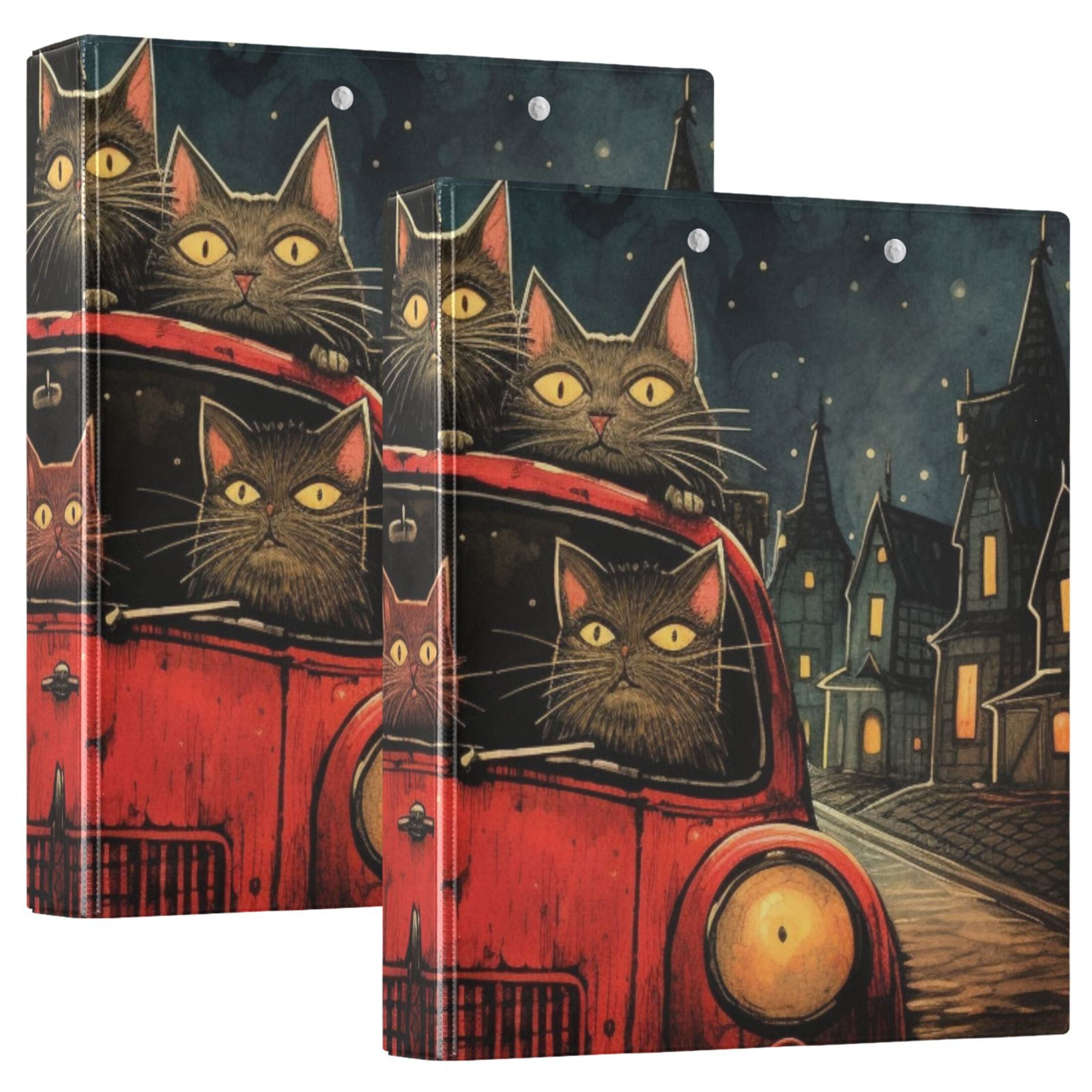 Cats Car Houses 3 Ring Binders 1.5 inch Hardcover File Folders with ...