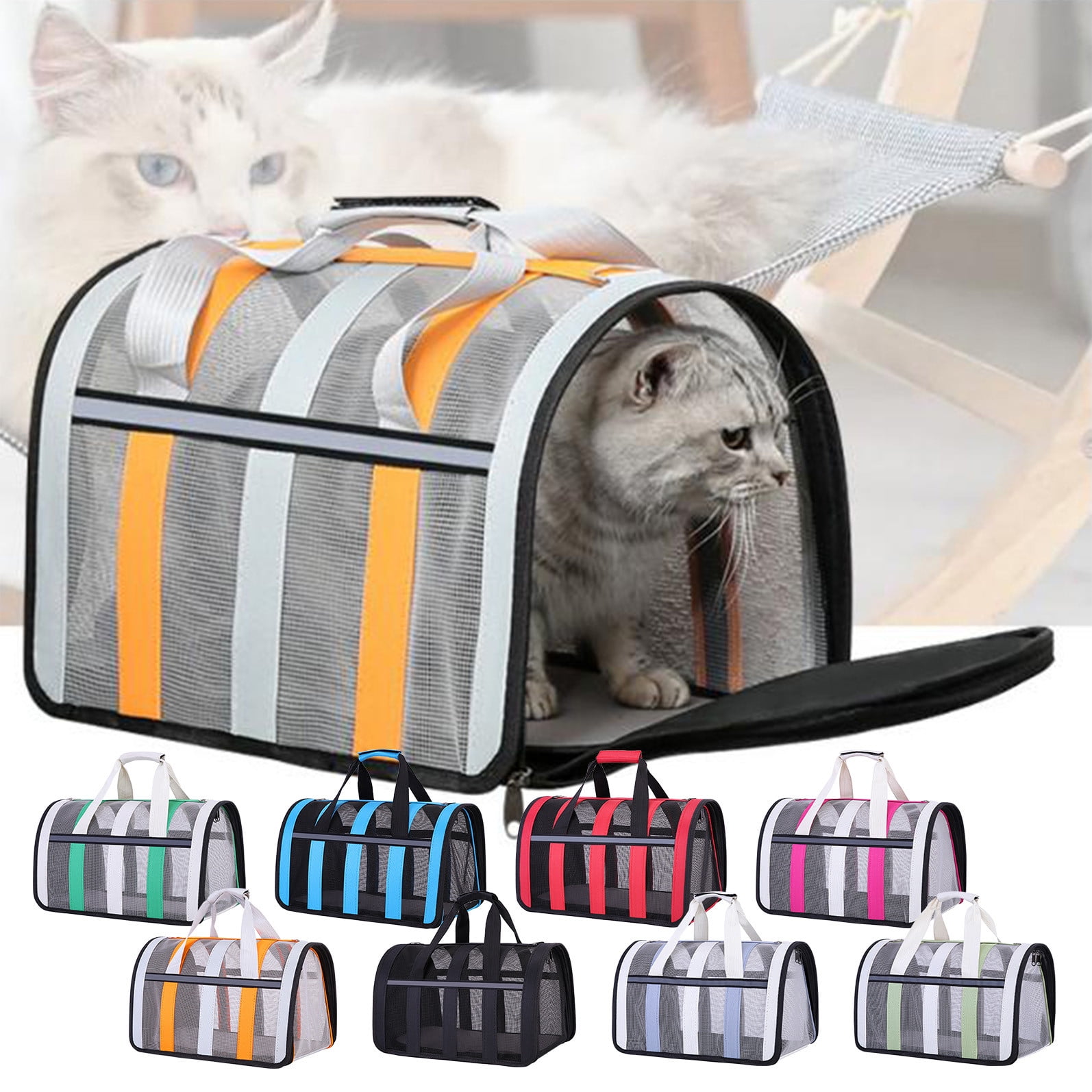 Cats Carrier Soft Sided Pet Travel Carrie with Solid Outer Frame Design ...