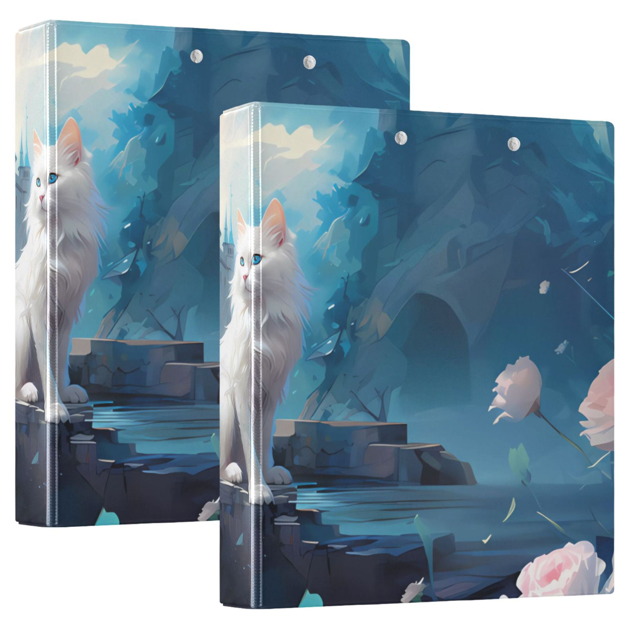 Cats Castle Roses Flowers 3 Ring Binders 1.5 inch Hardcover File ...