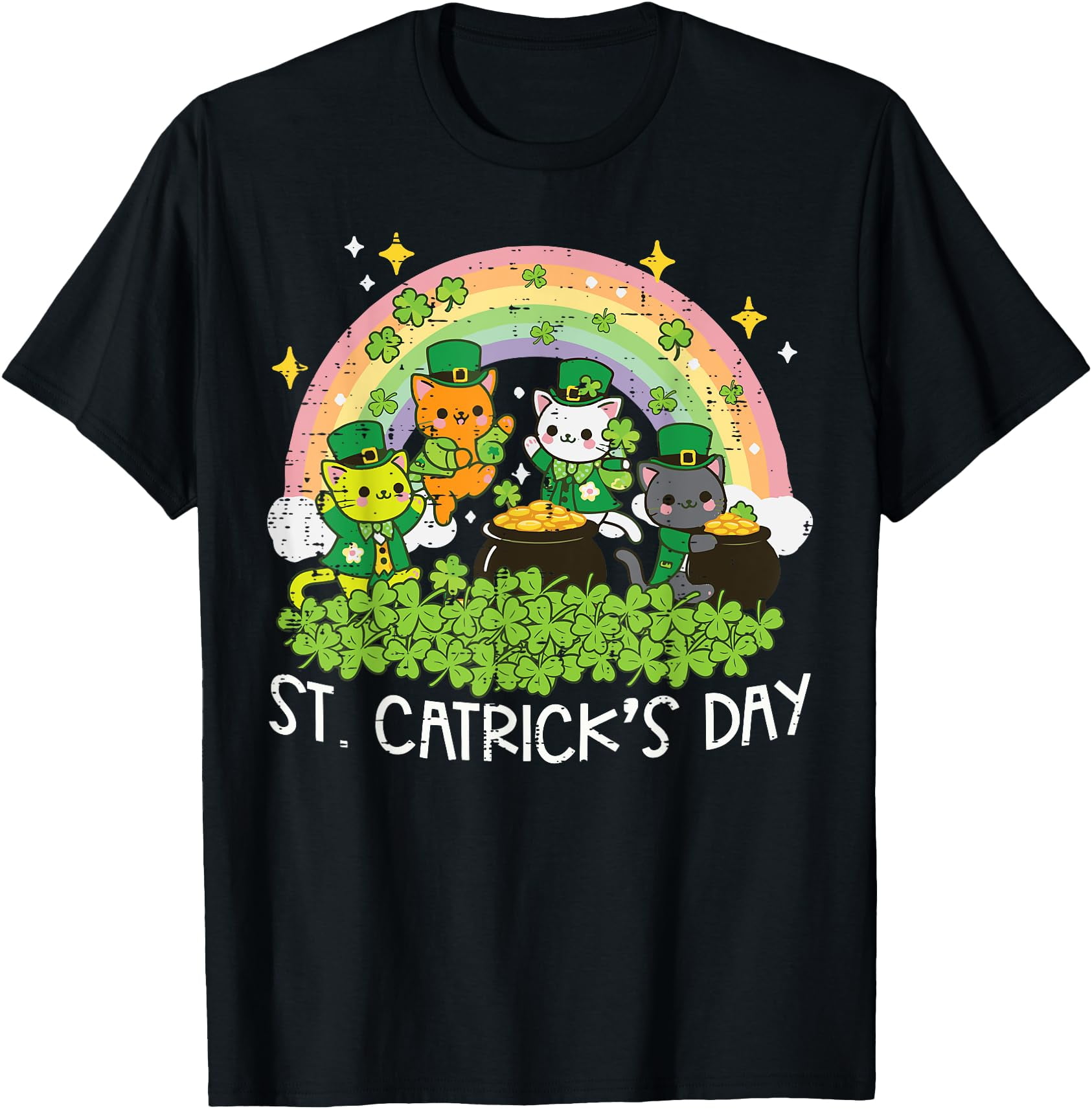 Cats Catricks 2025 Saint Pattys Women’s Fun Tee Funny St. Patrick’s Day ...