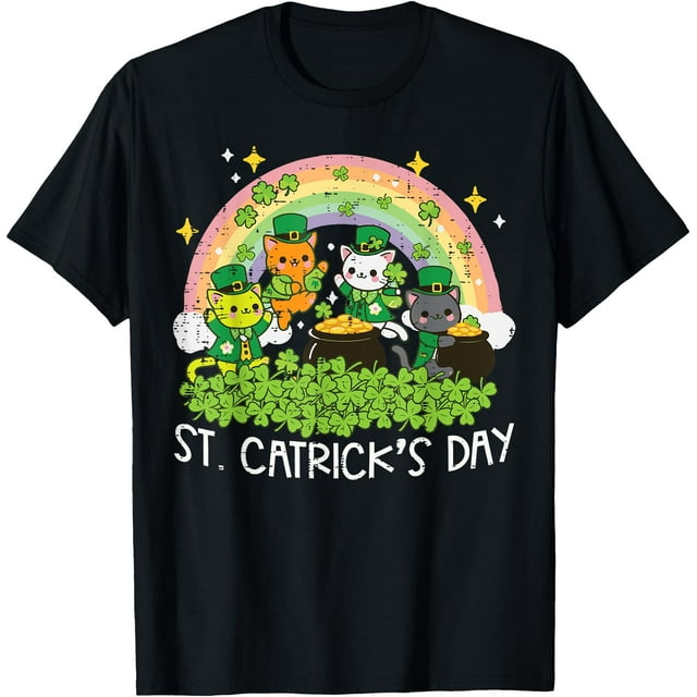 Cats Catricks 2025 Saint Pattys Women’s Fun Tee Funny St. Patrick’s Day Shamrock Hoodie, Lucky T ...