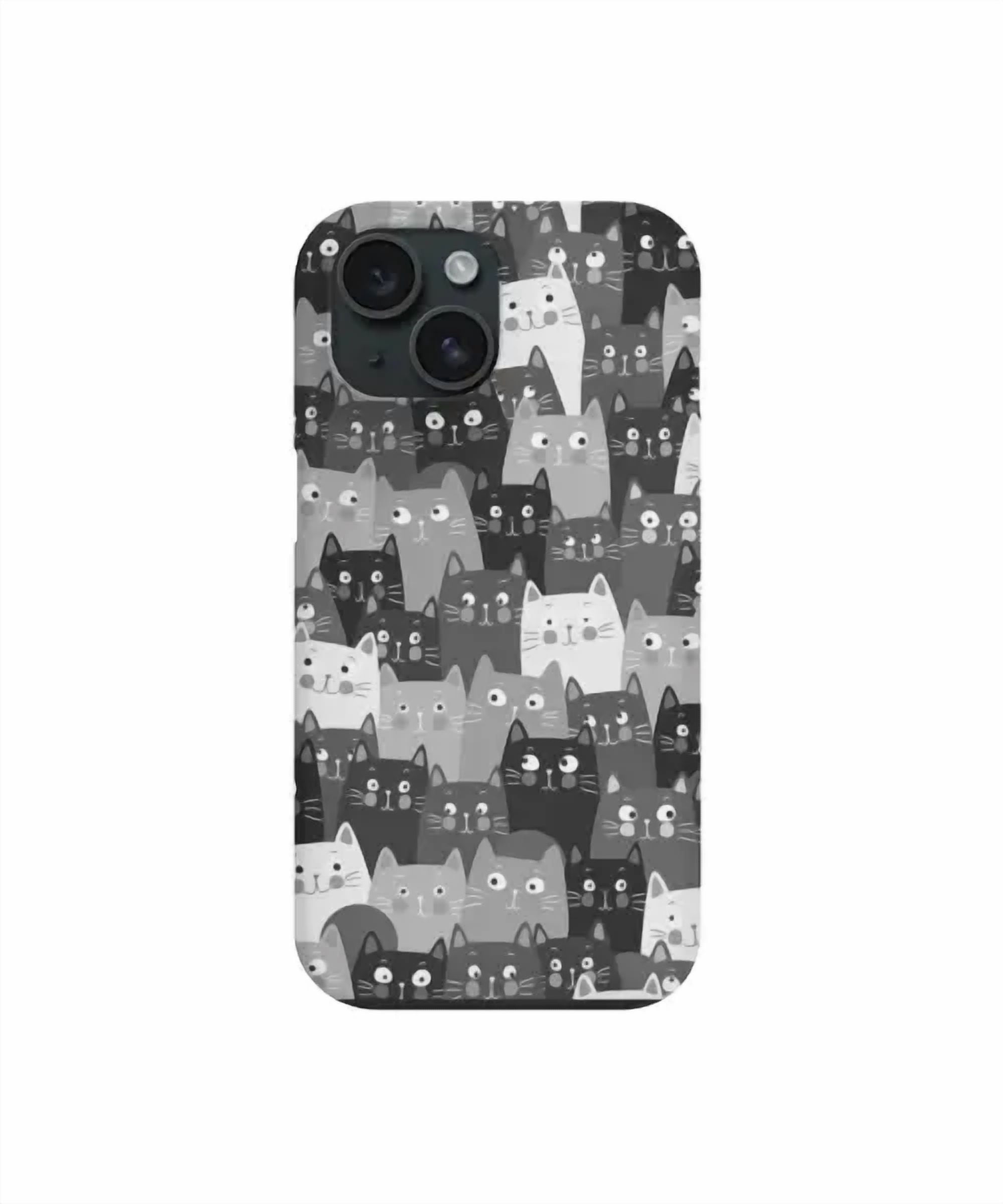 Cats Cats Cats Black & White Pattern Phone Case for iPhone 16 15 14 13 ...