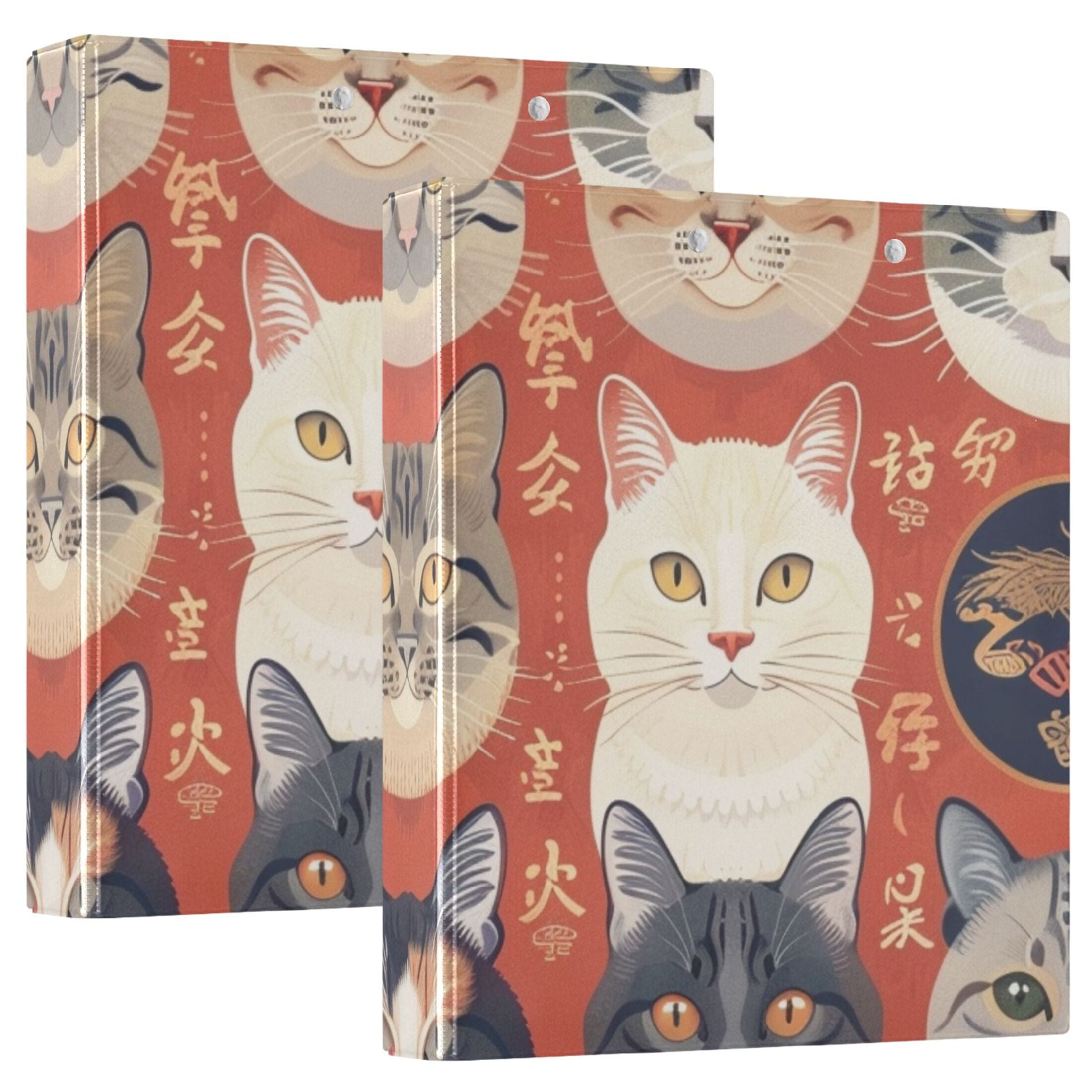 Cats Chinese 3 Ring Binders 1.5 inch Hardcover File Folders with ...