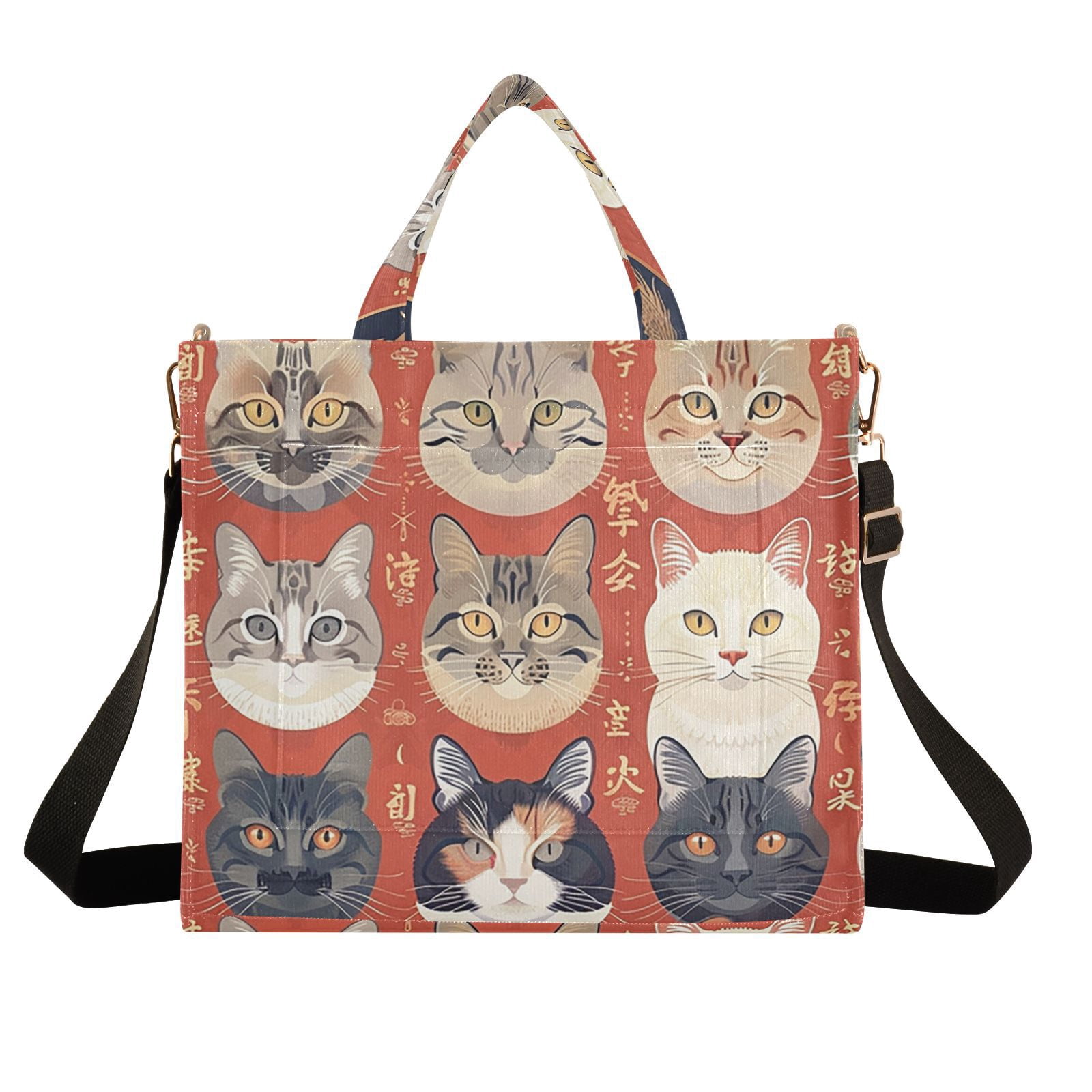 Cats Chinese Corduroy Tote Bag Handbag Large Messenger Bag Shoulder ...