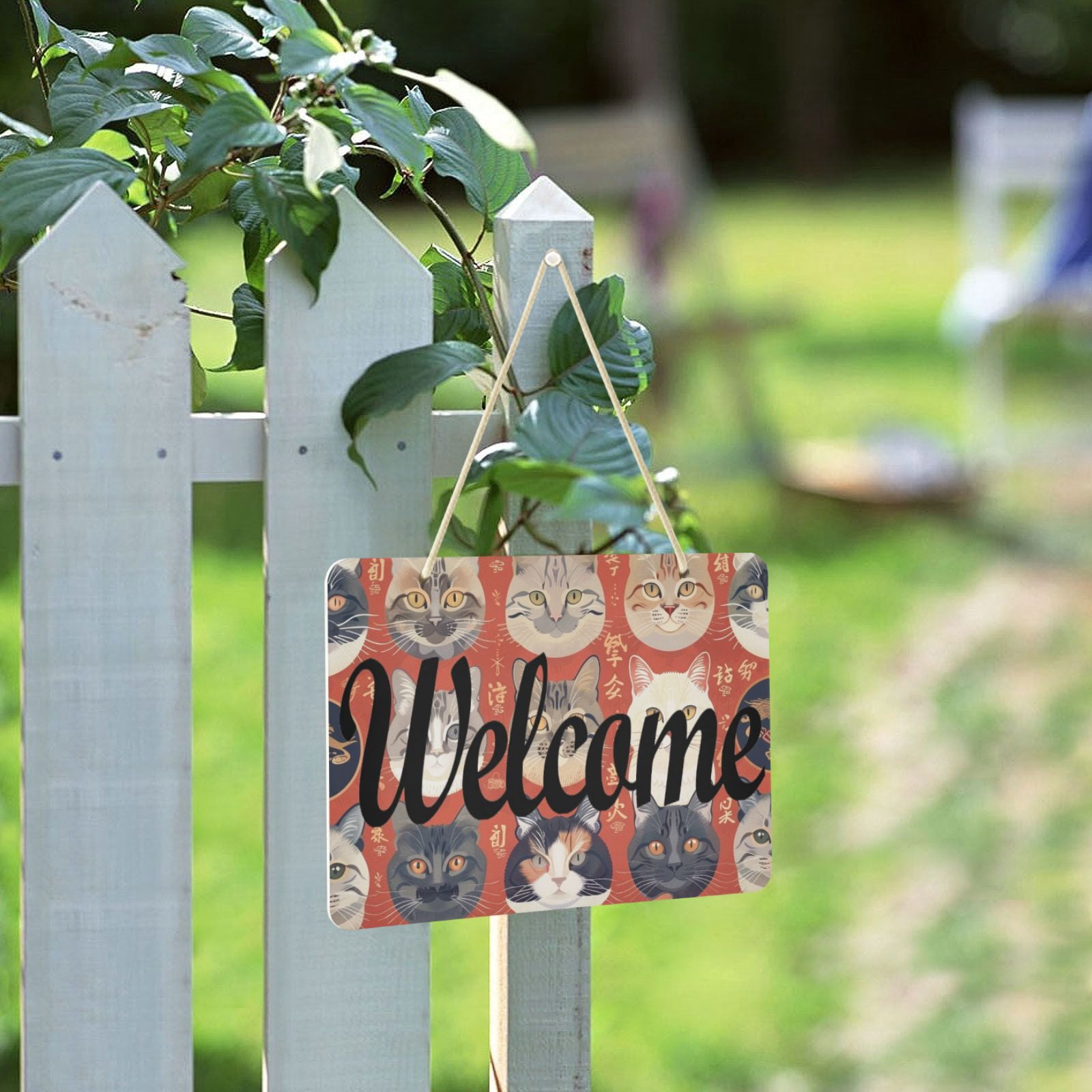 Cats Chinese Welcome Sign for Front Door Porch Wreath Door Sign Home ...