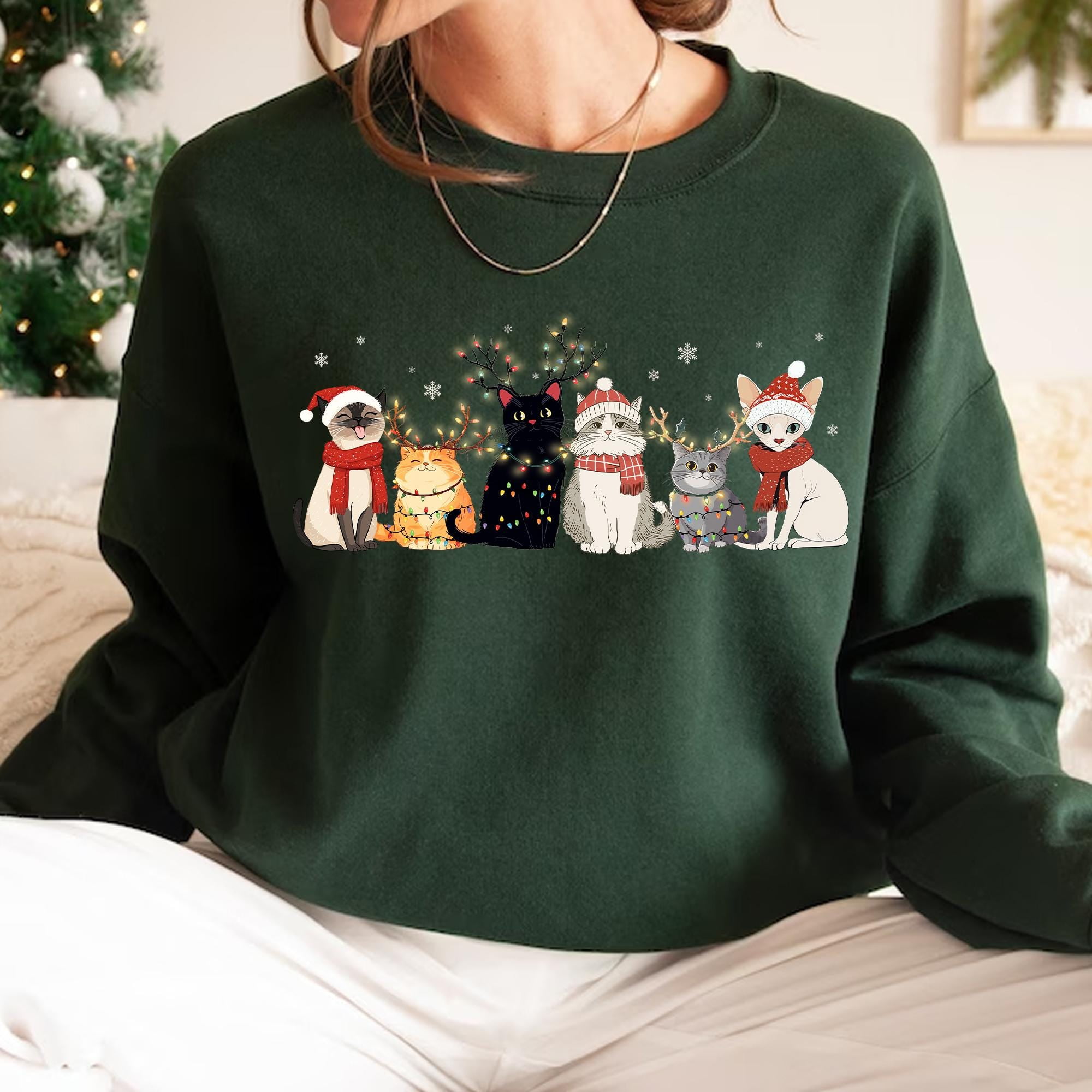 Cats Christmast Light Shirt, Cat Lover Shirt, Cute Cats Christmas Shirt ...