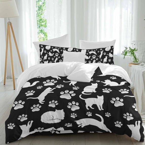 Cats Claws Comforter Set Twin Size, Black Background Abstract Animal ...