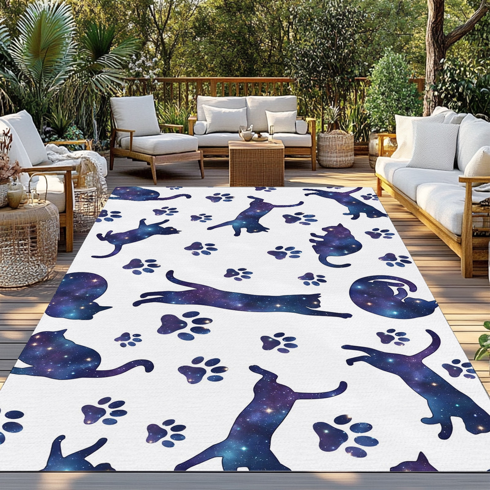 Cats Claws Indoor Outdoor Rugs 5x8 Ft, Dreamy Purple Blue Sky Abstract ...