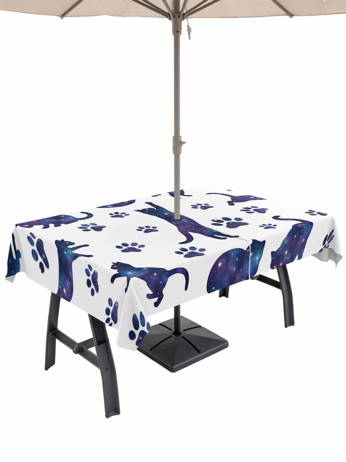 Cats Claws Rectangle Outdoor Tablecloth with Umbrella Hole Dreamy ...