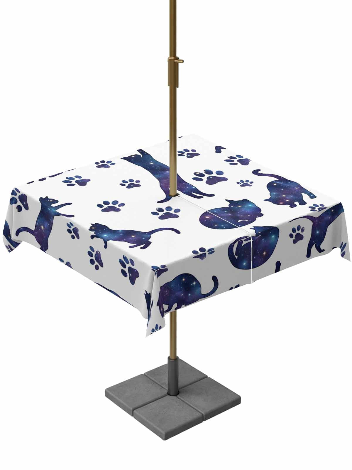 Cats Claws Square Outdoor Tablecloth with Umbrella Hole Dreamy Purple ...