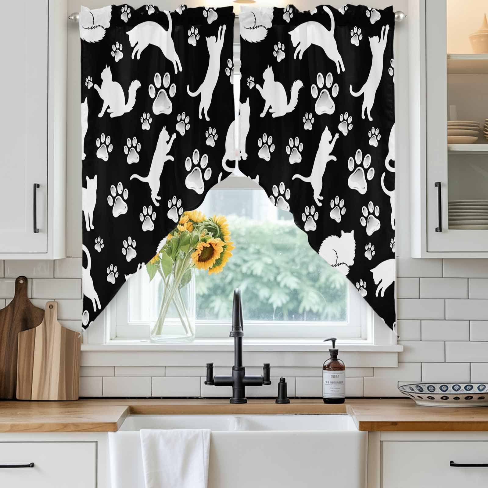 Cats Claws Swag Curtain Valance for Windows, Black Background Abstract ...