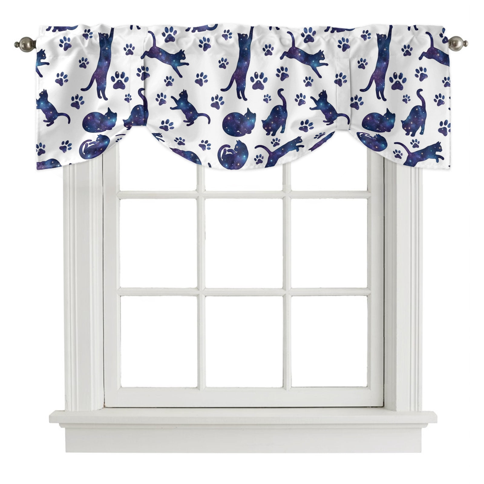 Cats Claws Tie Up Valance Curtains Dreamy Purple Blue Sky Abstract ...