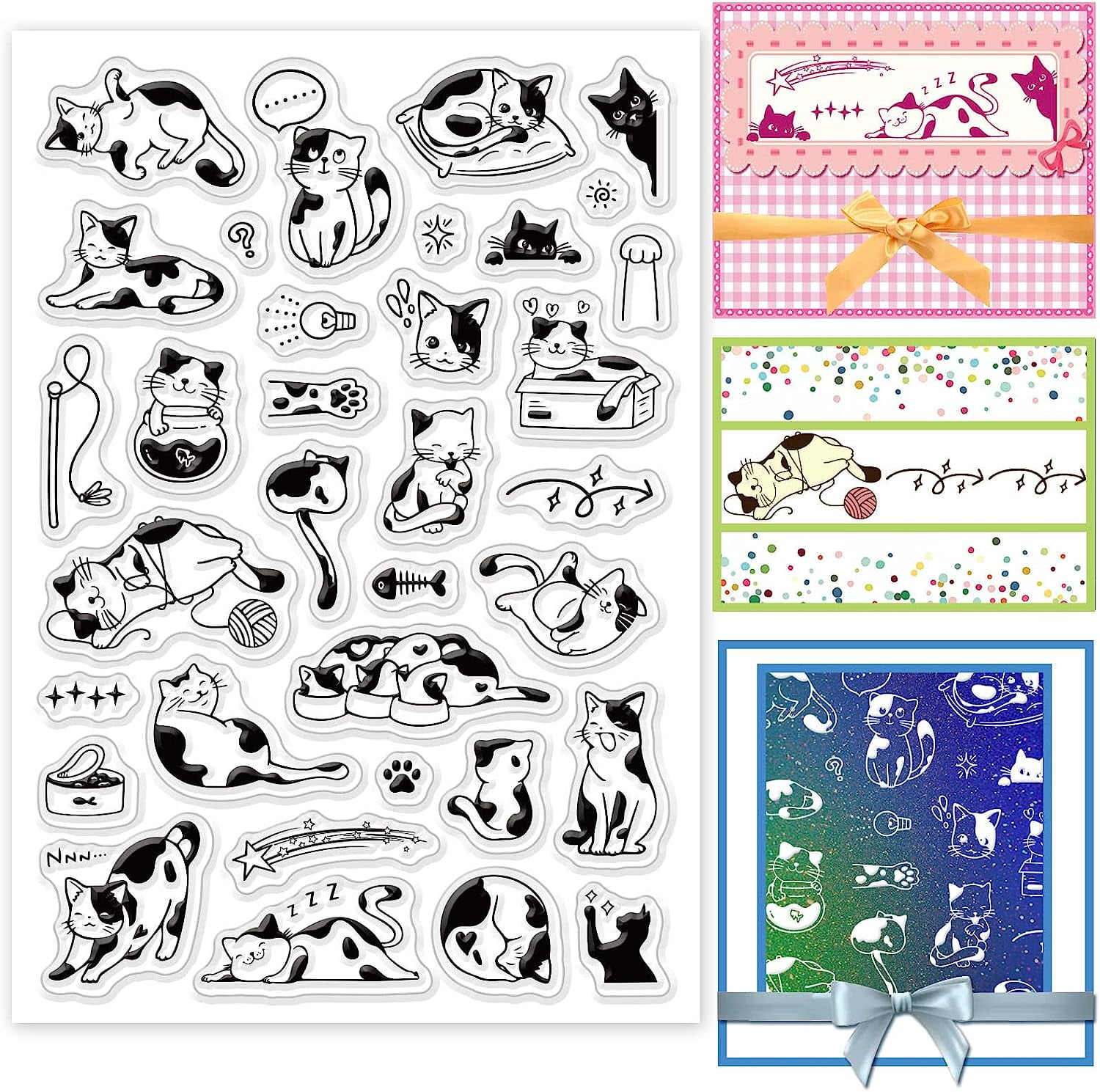 Cats Clear Stamps Box Fish Cat Kitten Silicone Clear Stamp Seals ...