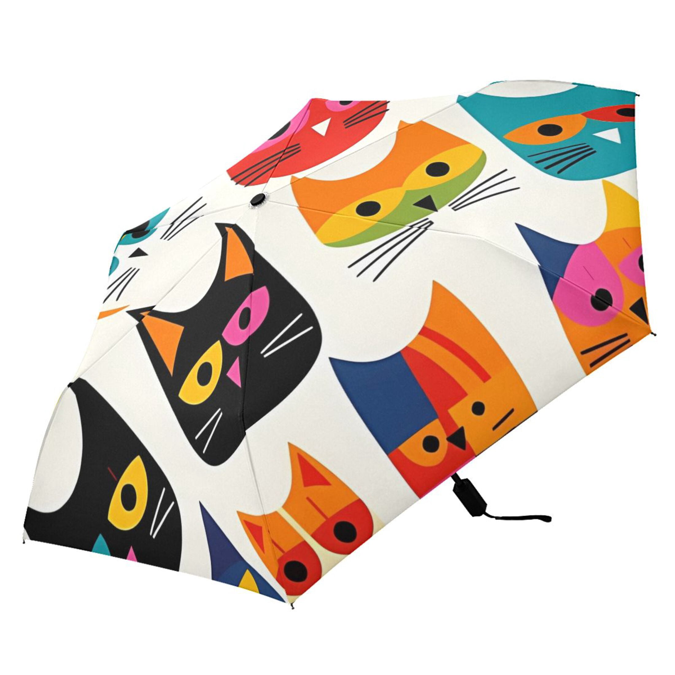 Cats Compact Folding Umbrella for Rain Windproof Travel Umbrella UPF 50 ...