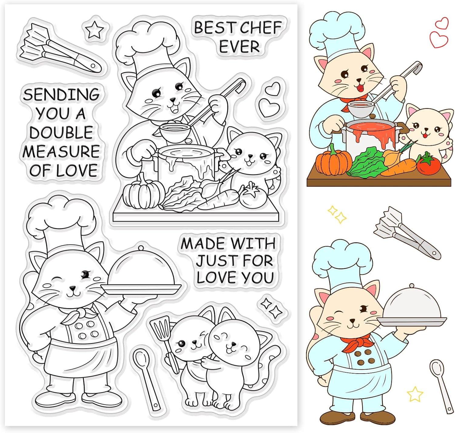 Cats Cooking for Card Making Animal Clear Stamps Silicone Stamp Cards ...