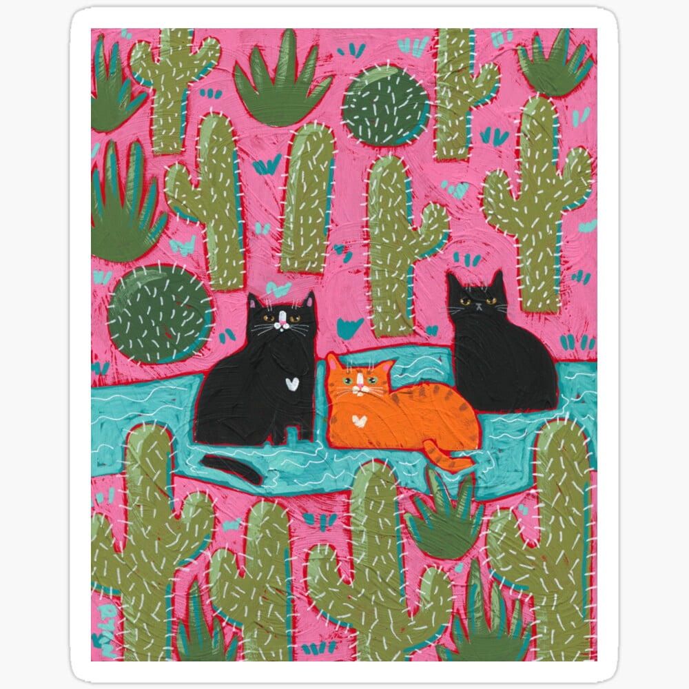 Cats Cooling Off In The Desert 2 Sticker Phone Decal Water Bottle ...