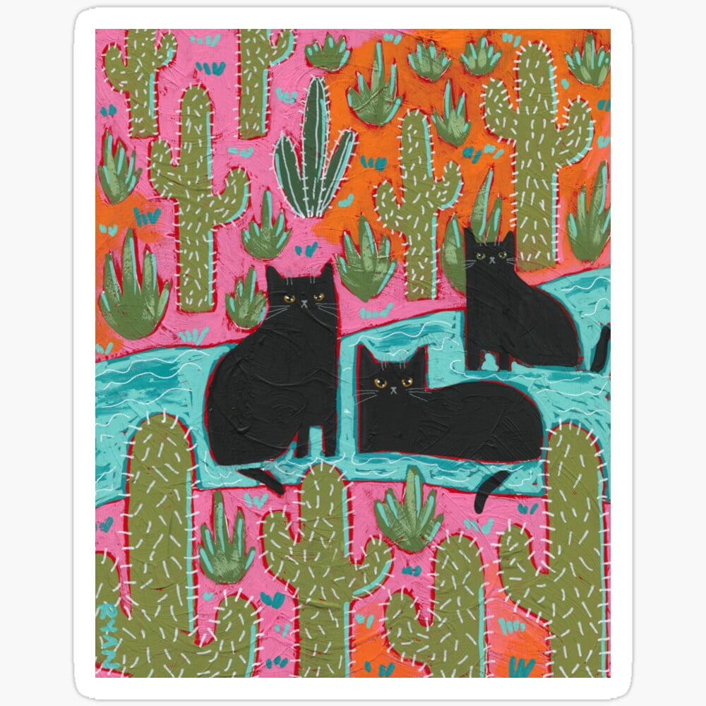 Cats Cooling Off In The Desert Sticker Phone Decal Water Bottle ...