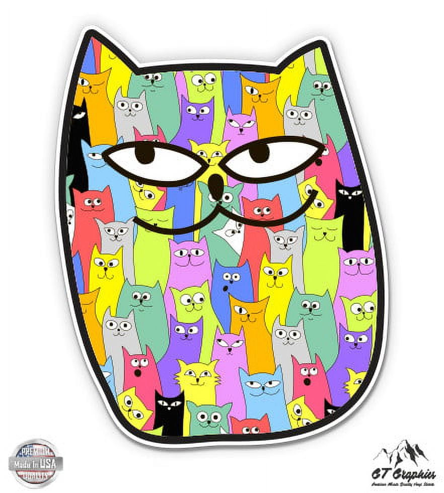 Cats Cute Cat Face - 3" Vinyl Sticker - For Car Laptop I-Pad Phone ...