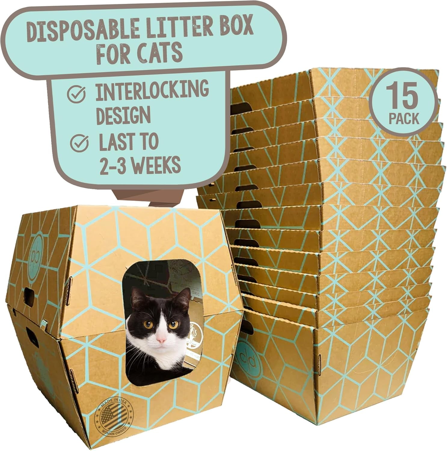 Cats Desire - 15 Trays, Disposable Litter Boxes for Cats - Litter Box ...