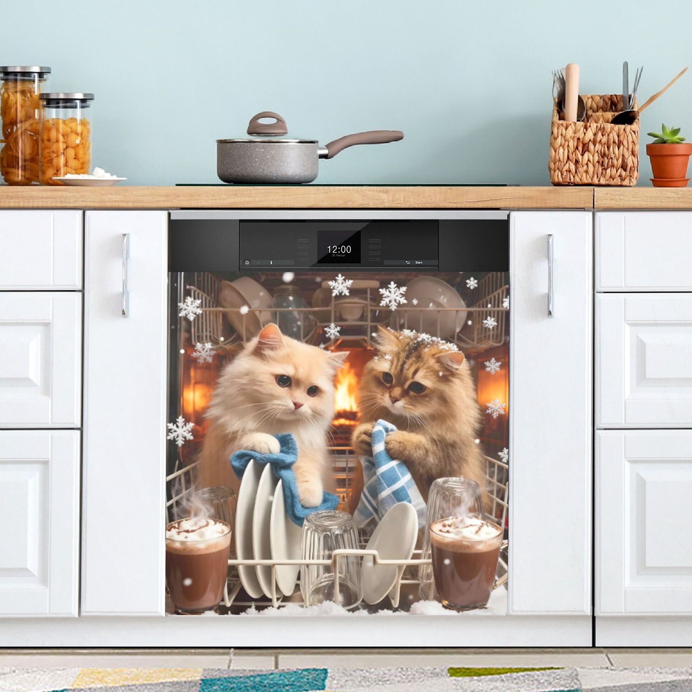 Cats Dishwasher Magnet Cover Reuseable Refrigerator Magnet Cover Decal ...
