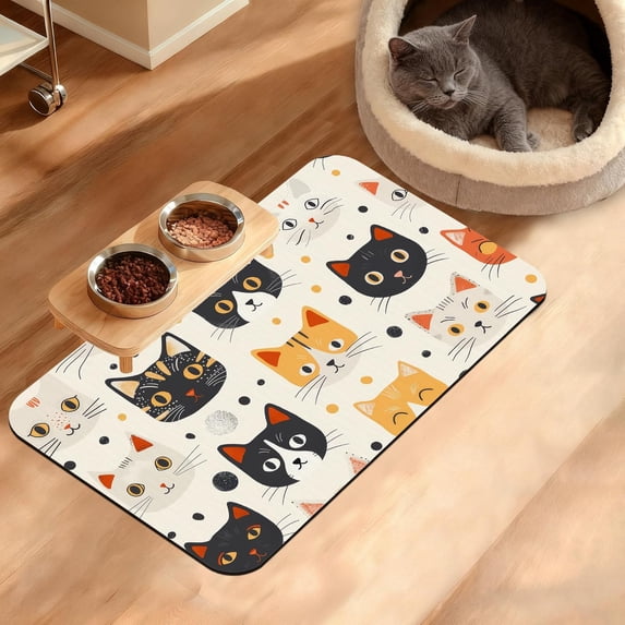 Cats Dog Cat Food Mat,Absorbent Waterproof Placemat for Food and Water ...