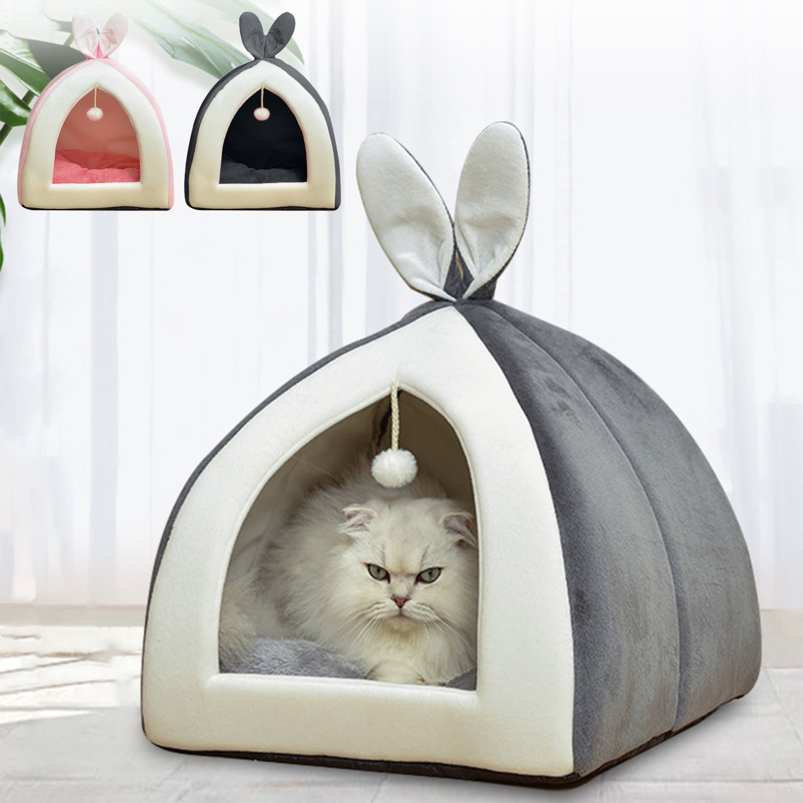 Cats Dogs Cave Bed, Warm Enclosed Tent House, Outdoor Indoor Use, Soft ...