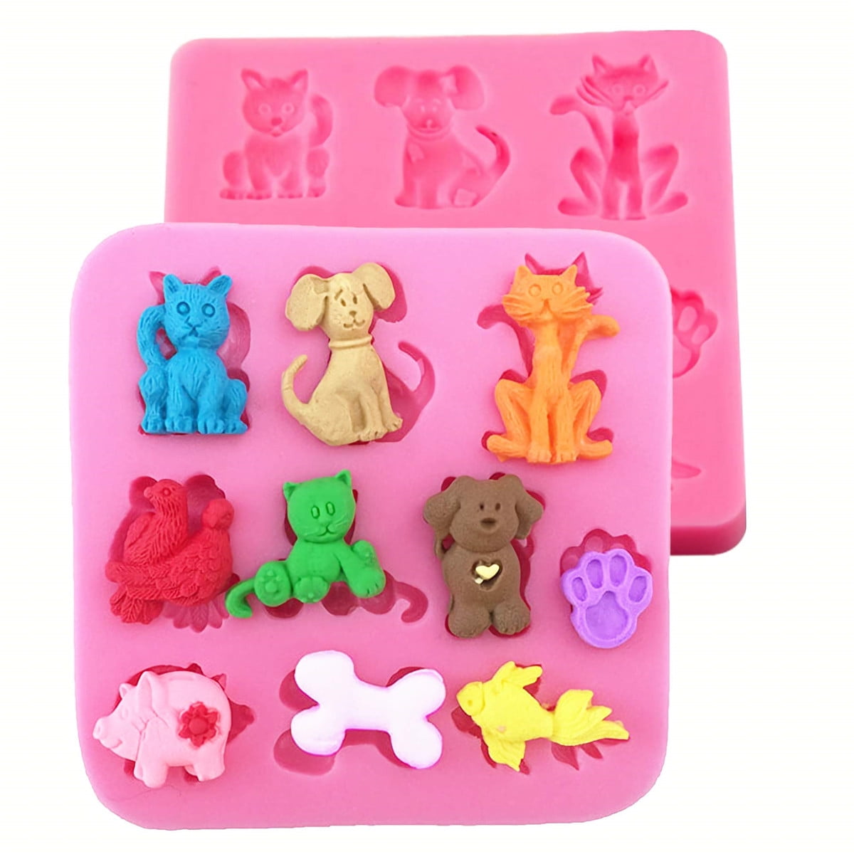 Cats Dogs Foxes Silicone Molds Of Various Cartoon Animal Shapes Food ...