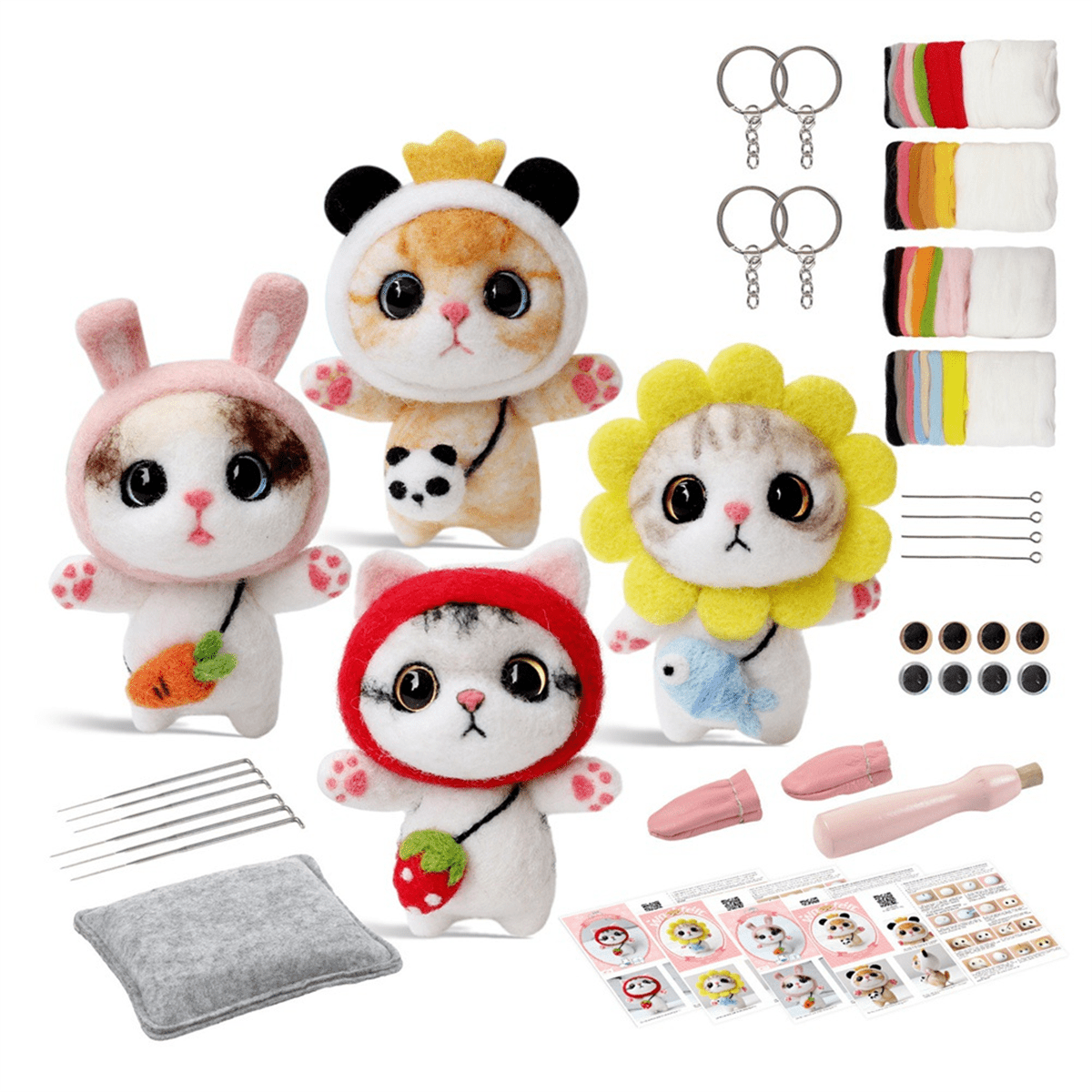 Cats Dolls Needle Felting Kits for Beginner,Needle Kit,Felt Needles ...