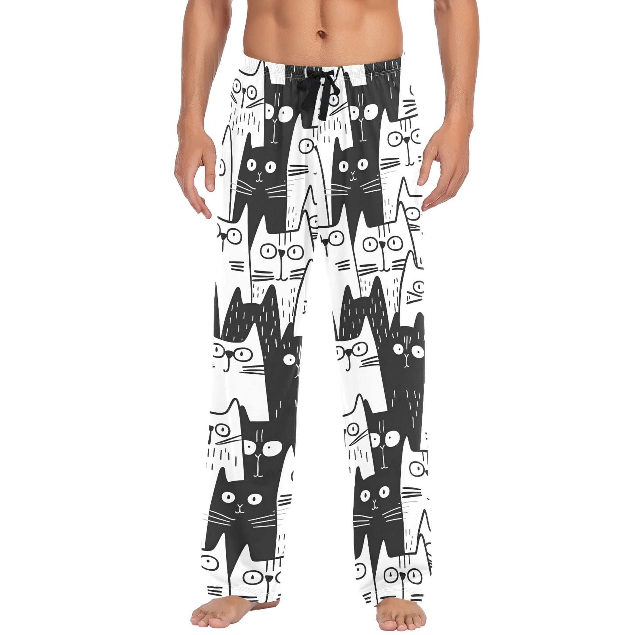 Cats Doodle Men's Pajama Pants Cotton Long Sleepwear Lounge Pants 2XL ...