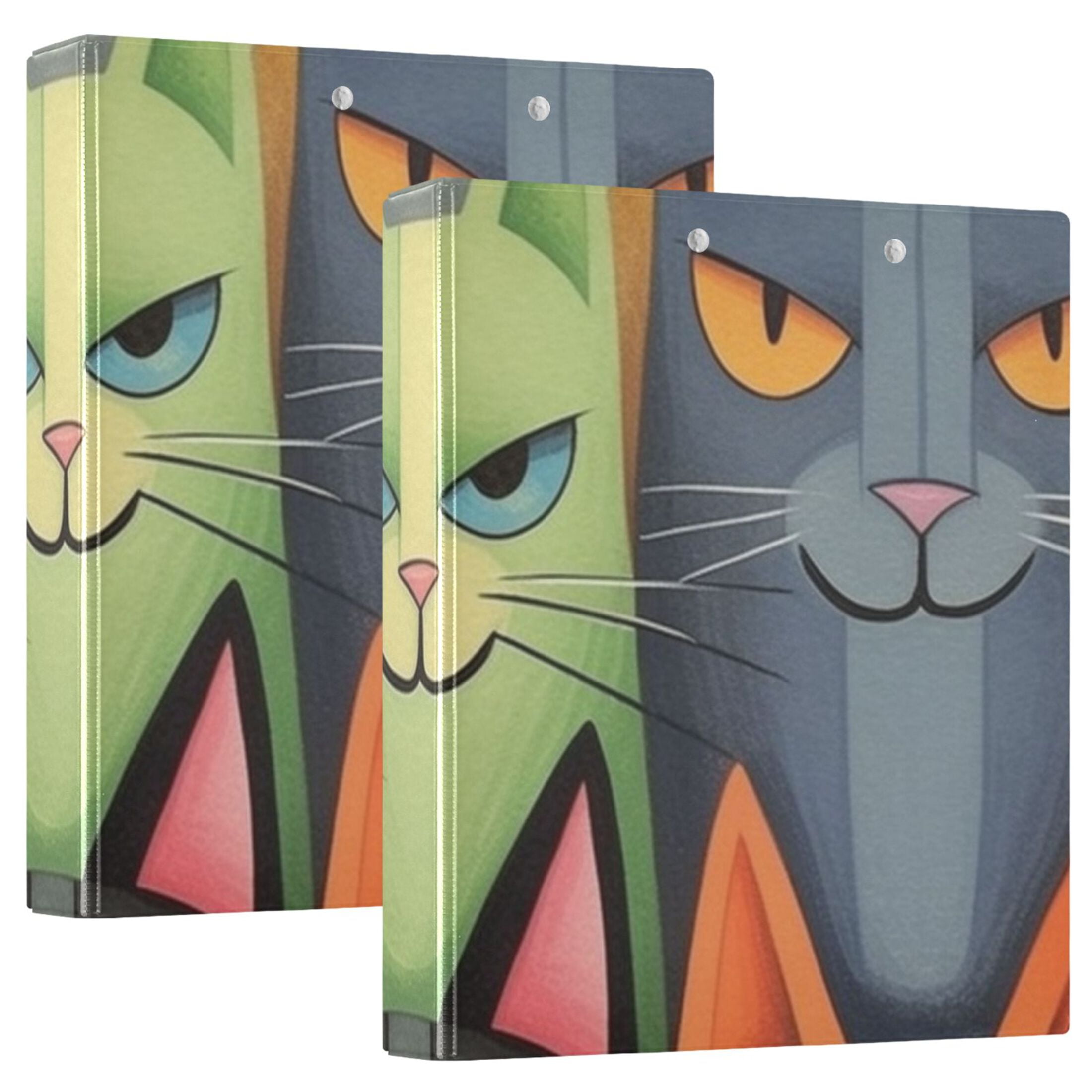 Cats Faces 3 Ring Binders 1.5 inch Hardcover File Folders with Interior ...