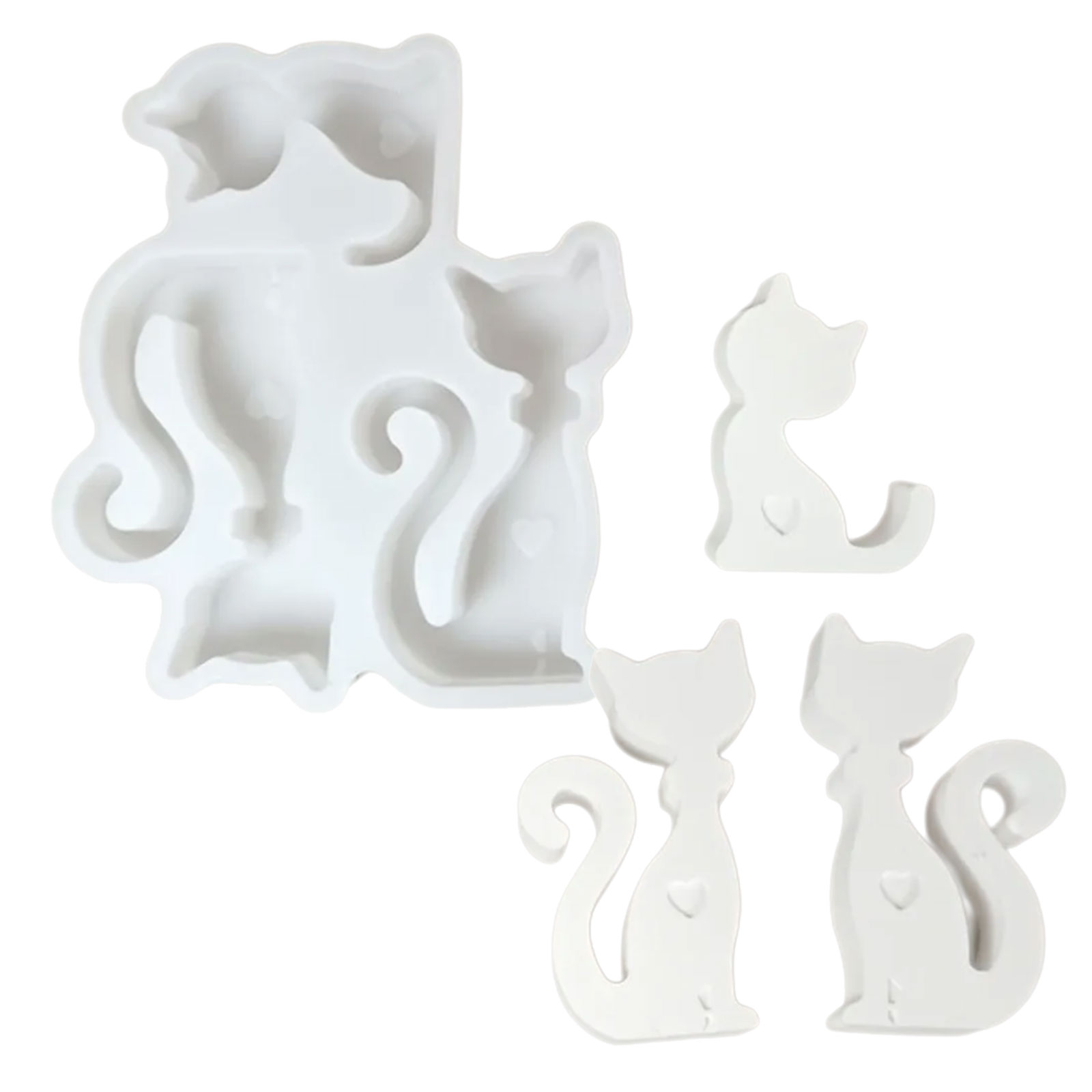 Cats Family Figurine Silicone Molds for Epoxy Resin Making Soap Home ...