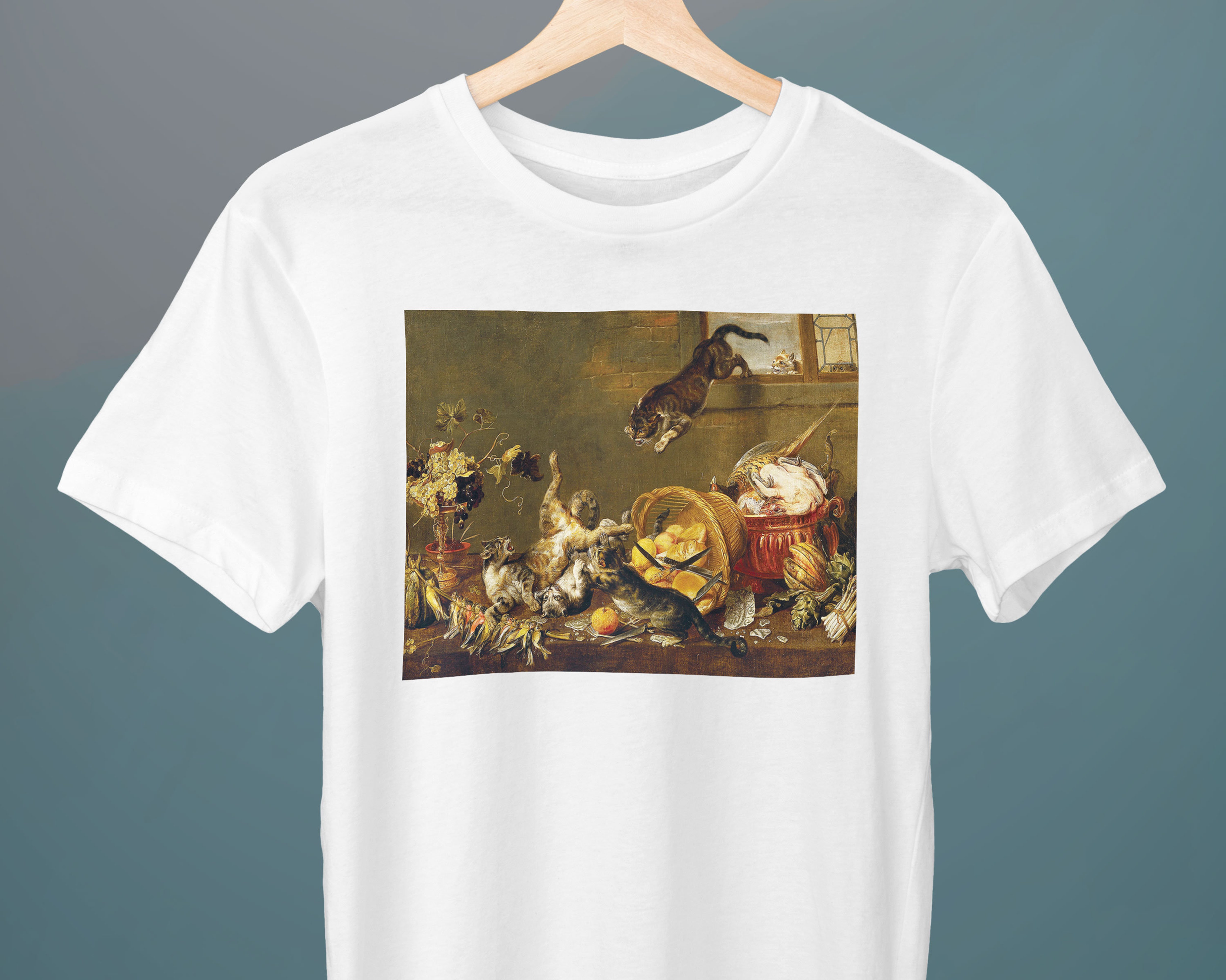 Cats Fighting in a Larder, Paul de Vos Painting, Uni T-Shirt, Cat T ...