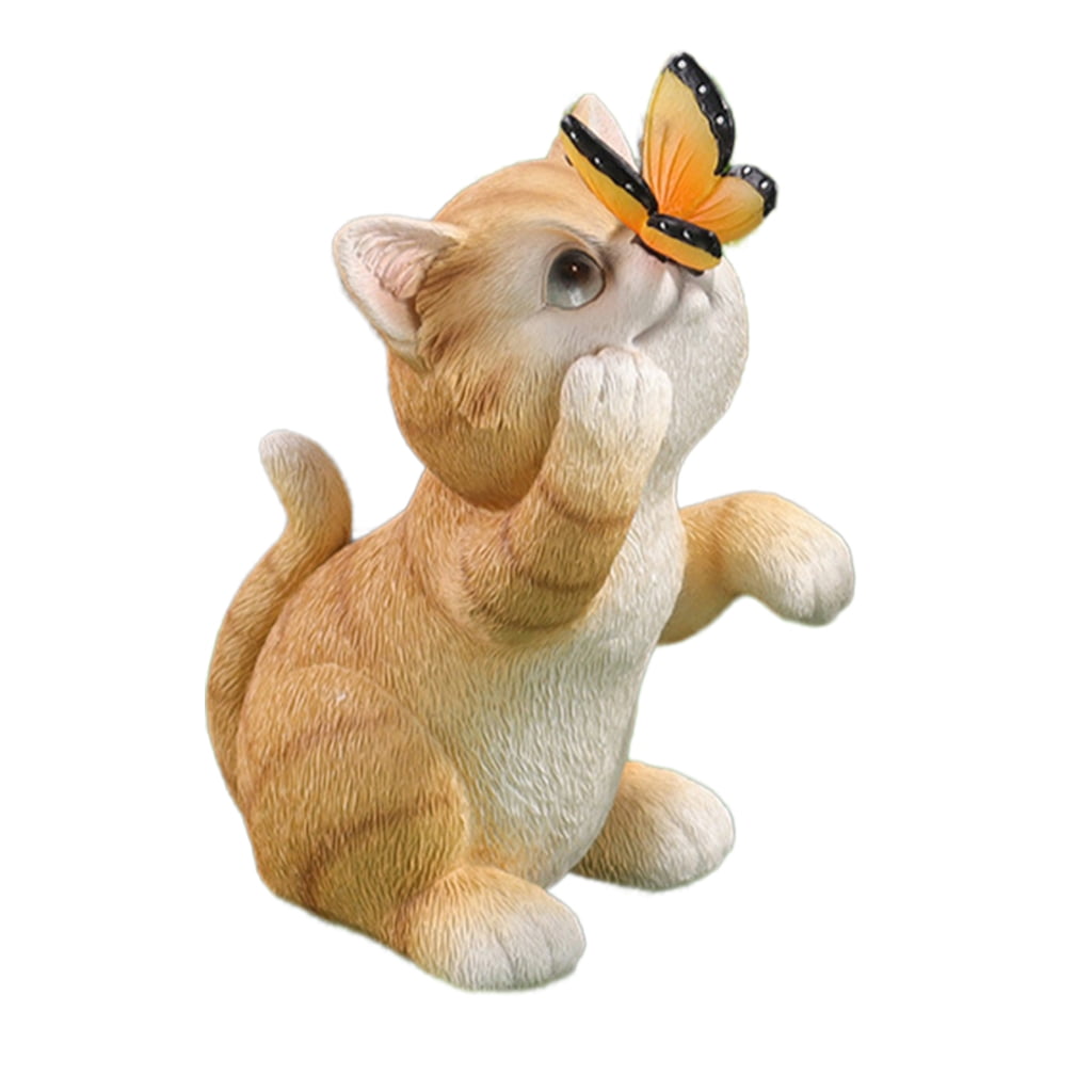 Cats Figurine Statue Solar Lighting Lamp for Office Home Outdoor Yard ...
