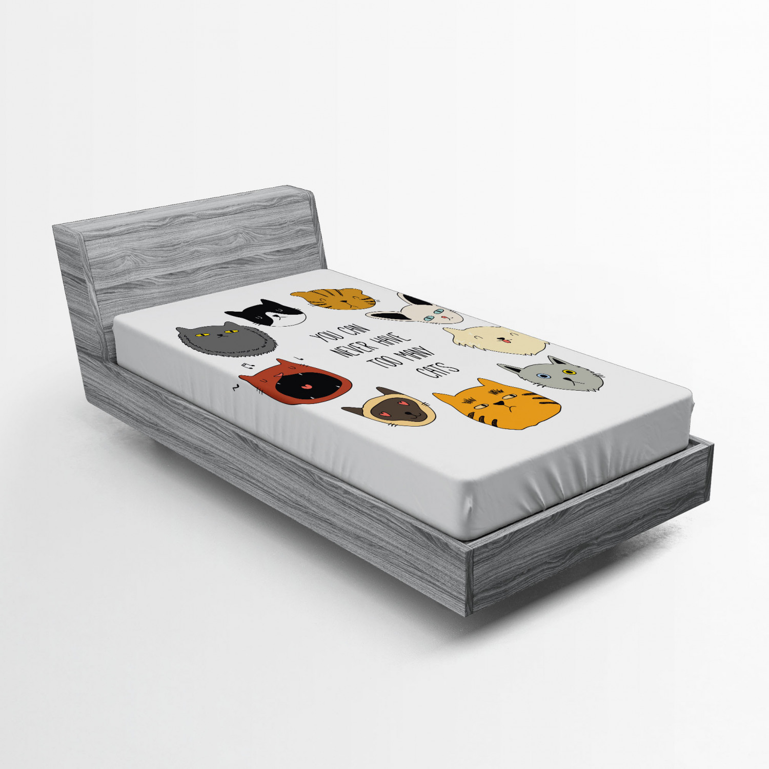 Cats Fitted Sheet, You can Never Have Too Many Words Whiskers Singing ...