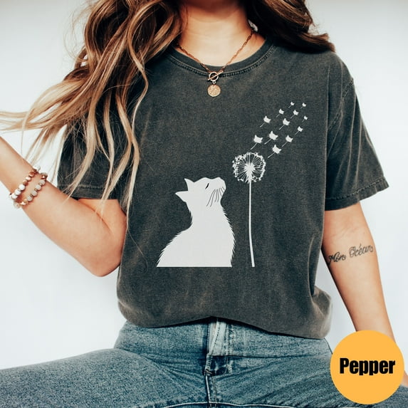 Cats Flower Fly Dandelion Shirt Cat Dandelion Tee Cute Cat Lover T ...