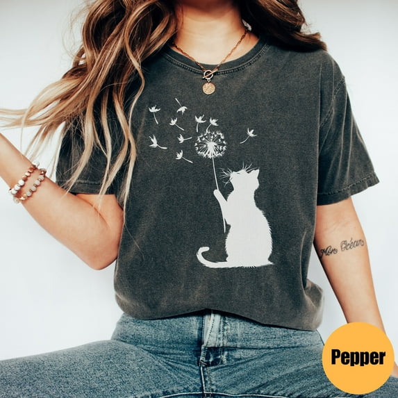 Cats Flower Fly Dandelion Shirt Cat Dandelion Tee Cute Cat Lover T ...