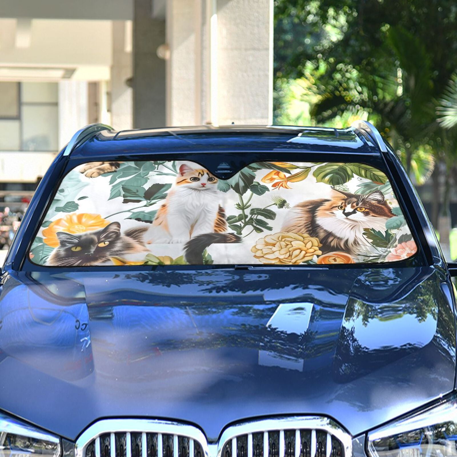 Cats Flowers Leaves Automotive Front Car Windshield Sun Shade Reflector ...