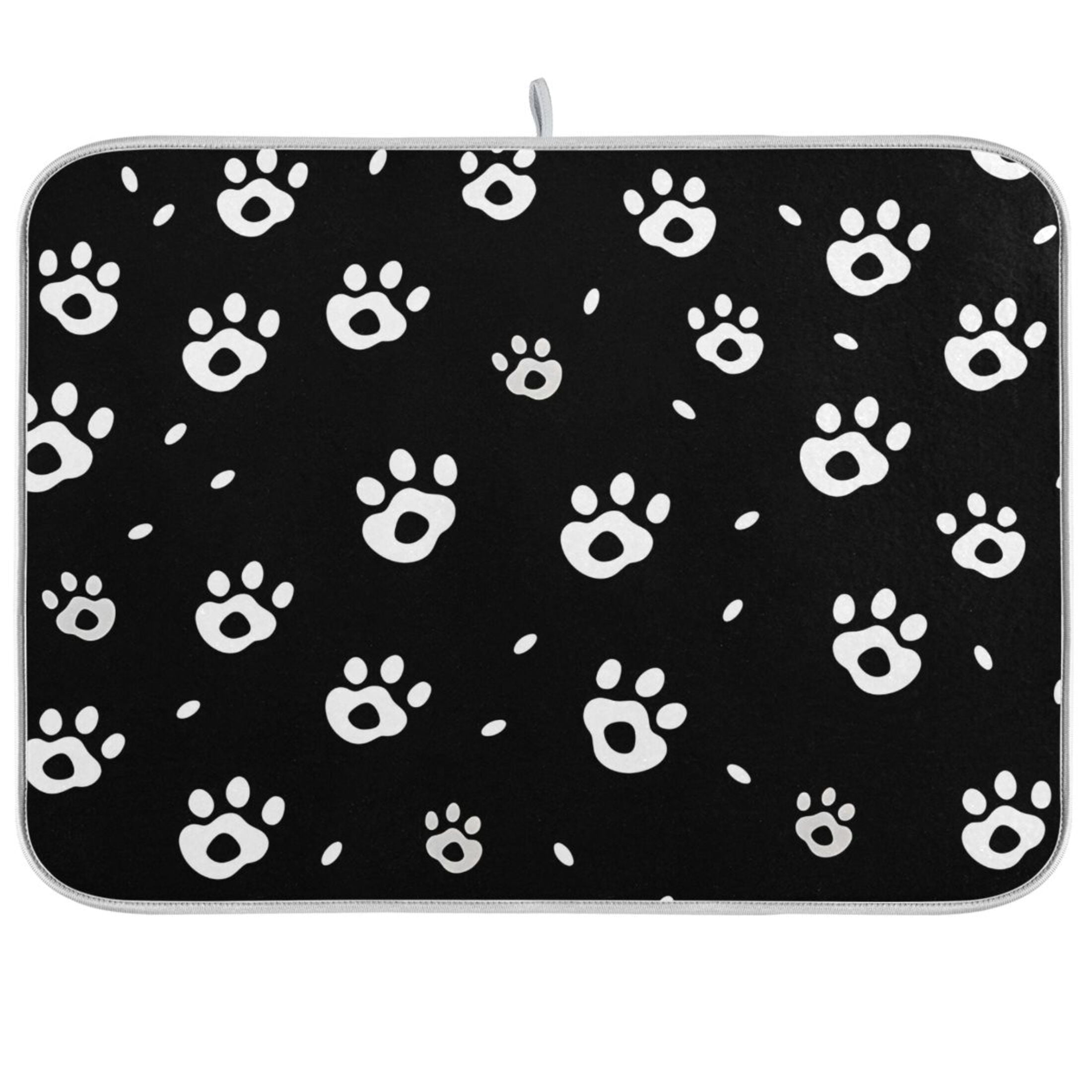 Cats Footprint Dish Drying Mat Microfiber Kitchen Pad Large Counter ...
