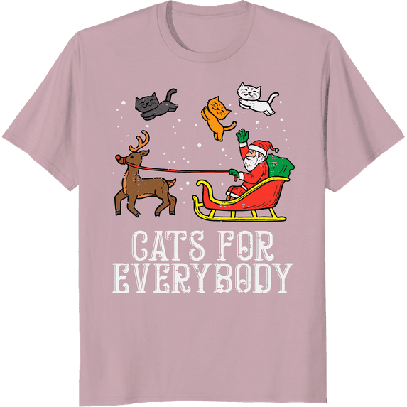 Cats For Everybody Christmas Cat Funny Xmas Santa T-Shirt ,Full Sizes S ...