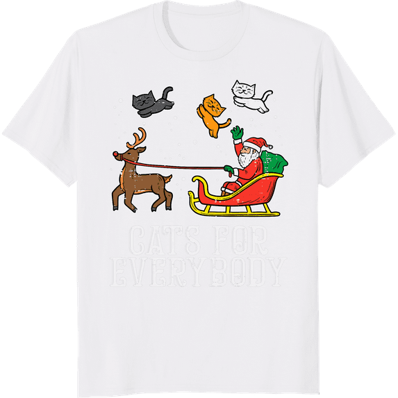 Cats For Everybody Christmas Cat Funny Xmas Santa T-Shirt ,Full Sizes S ...