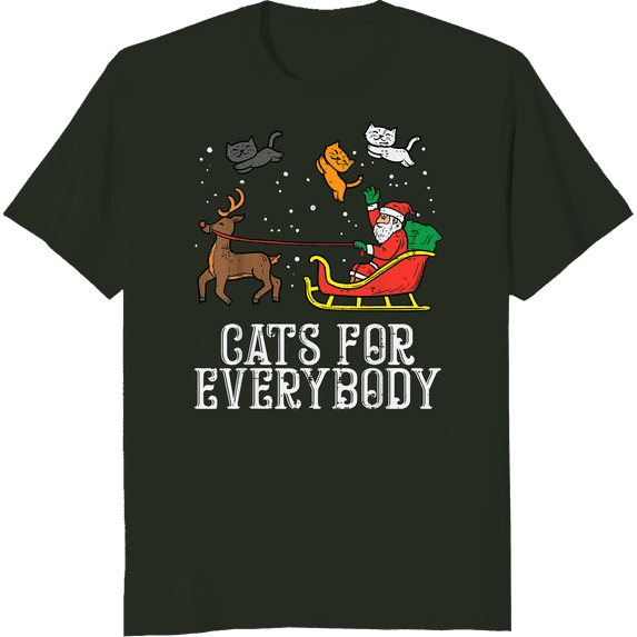 Cats For Everybody Christmas Cat Funny Xmas Women Santa T-Shirt ,Full ...