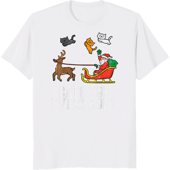 Cats For Everybody Christmas Cat Funny Xmas Women Santa T-Shirt ,Full ...