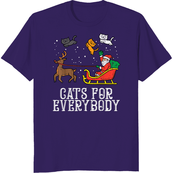 Cats For Everybody Christmas Cat Funny Xmas Women Santa T-Shirt ,Full ...