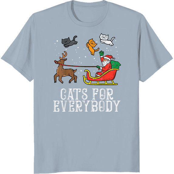 Cats For Everybody Christmas Cat Funny Xmas Women Santa T-Shirt ,Full ...