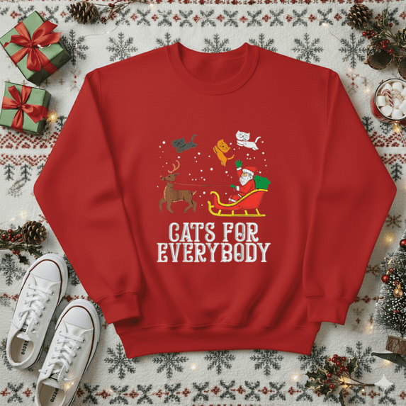 Cats For Everybody Funny Festive Pet Lover Holiday Humor Cheer ...