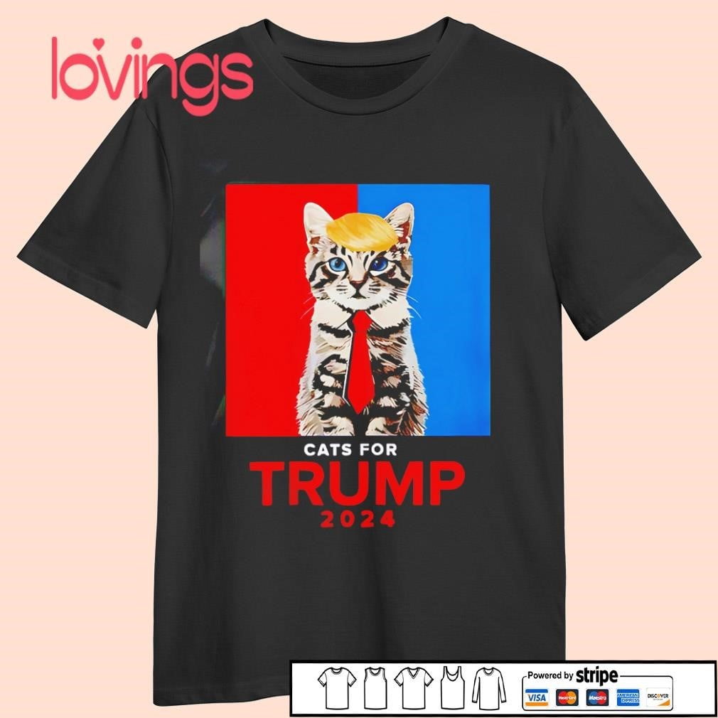 Cats For Trump 2024 Cat With Trump's Hair And Tie Shirt - Walmart.com