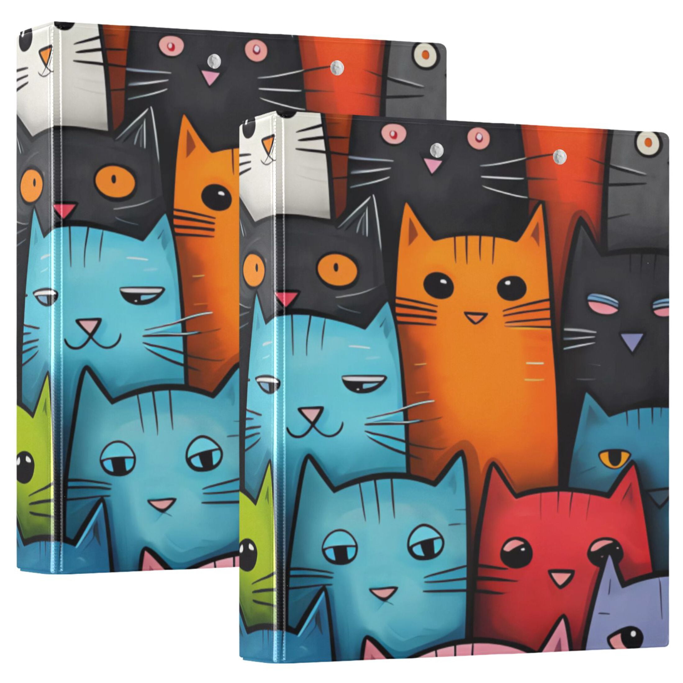 Cats Full 3 Ring Binders 1.5 inch Hardcover File Folders with Interior ...