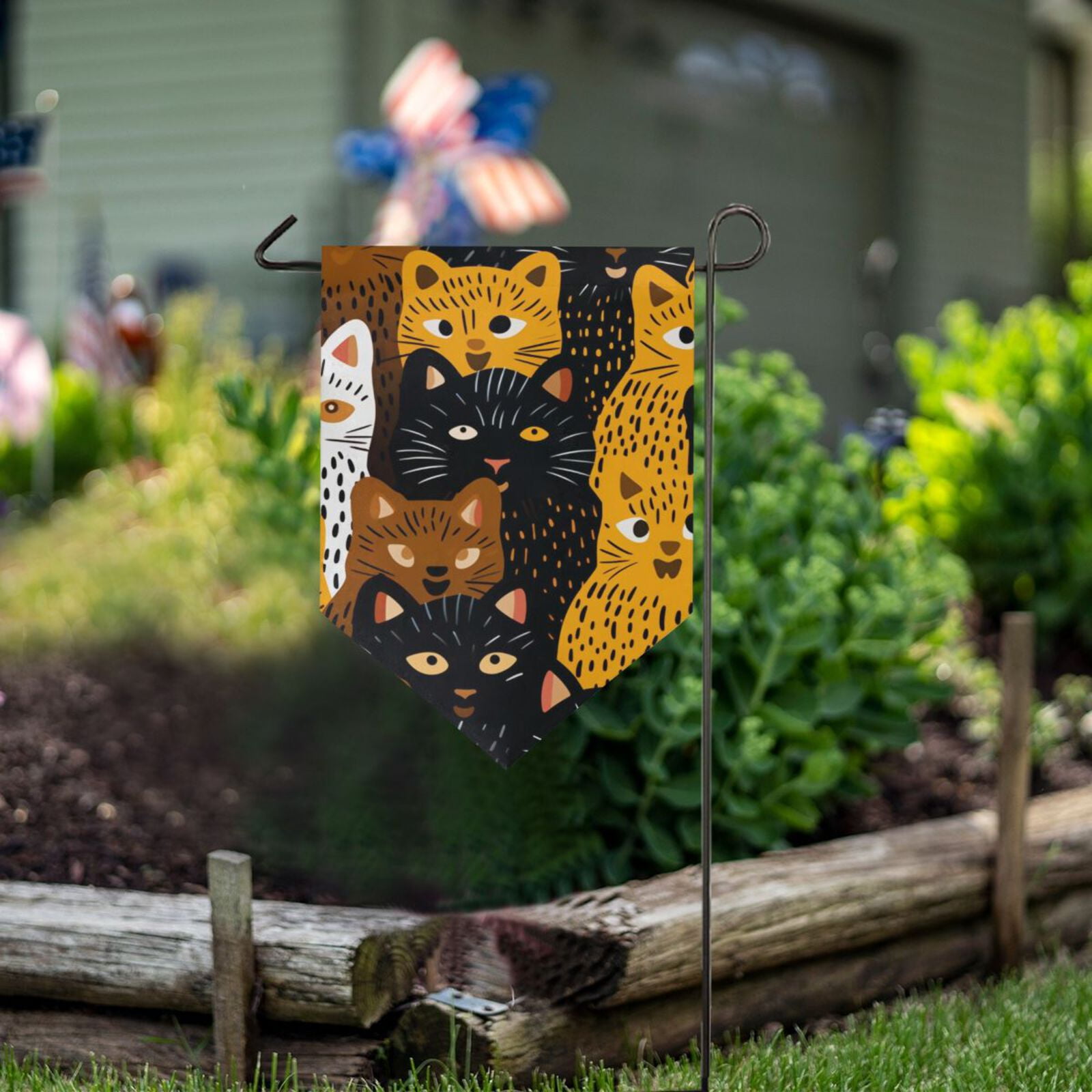 Cats Garden Flag 18" x 12.5" Double Sided Yard Lawn Outdoor Decor Small ...