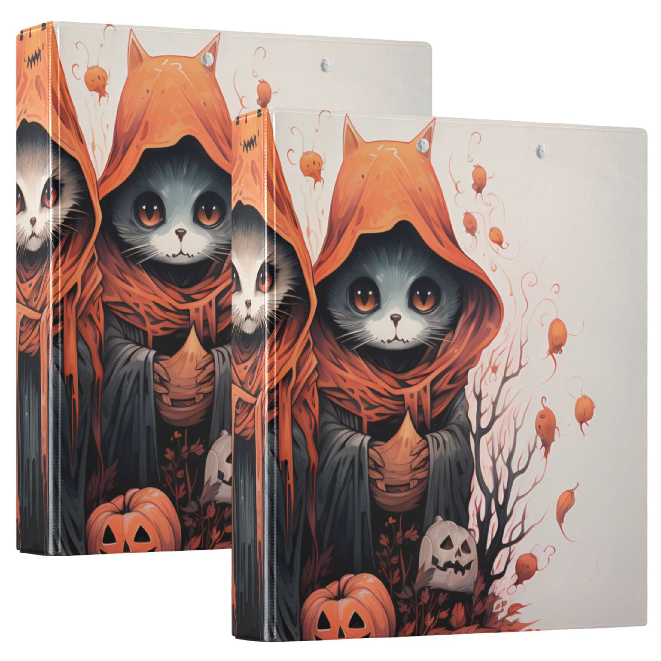 Cats Halloween Pumpkin 3 Ring Binders 1.5 inch Hardcover File Folders ...