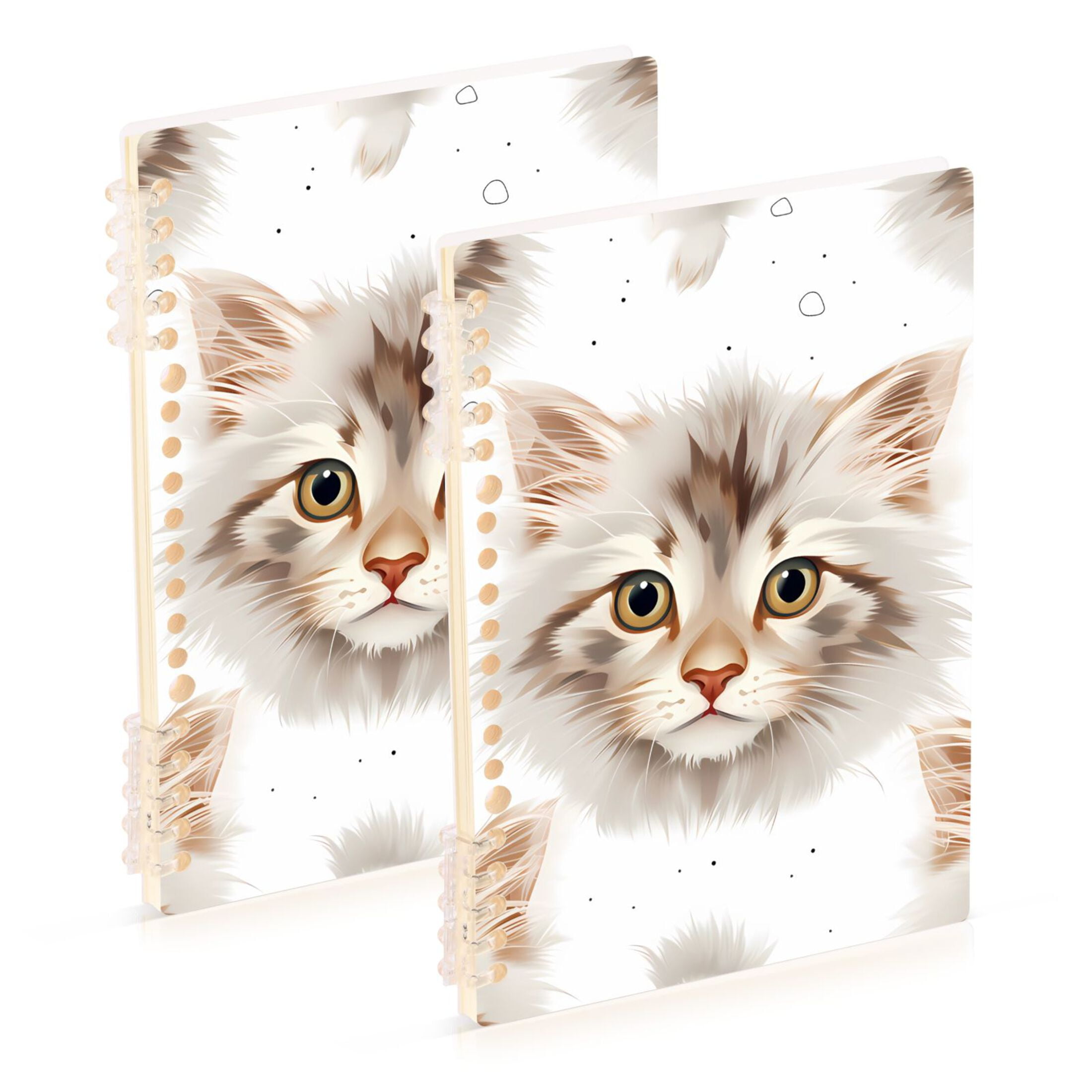 Cats Heads White Ring Binder Notebook Journey Note Diary College Ruled ...